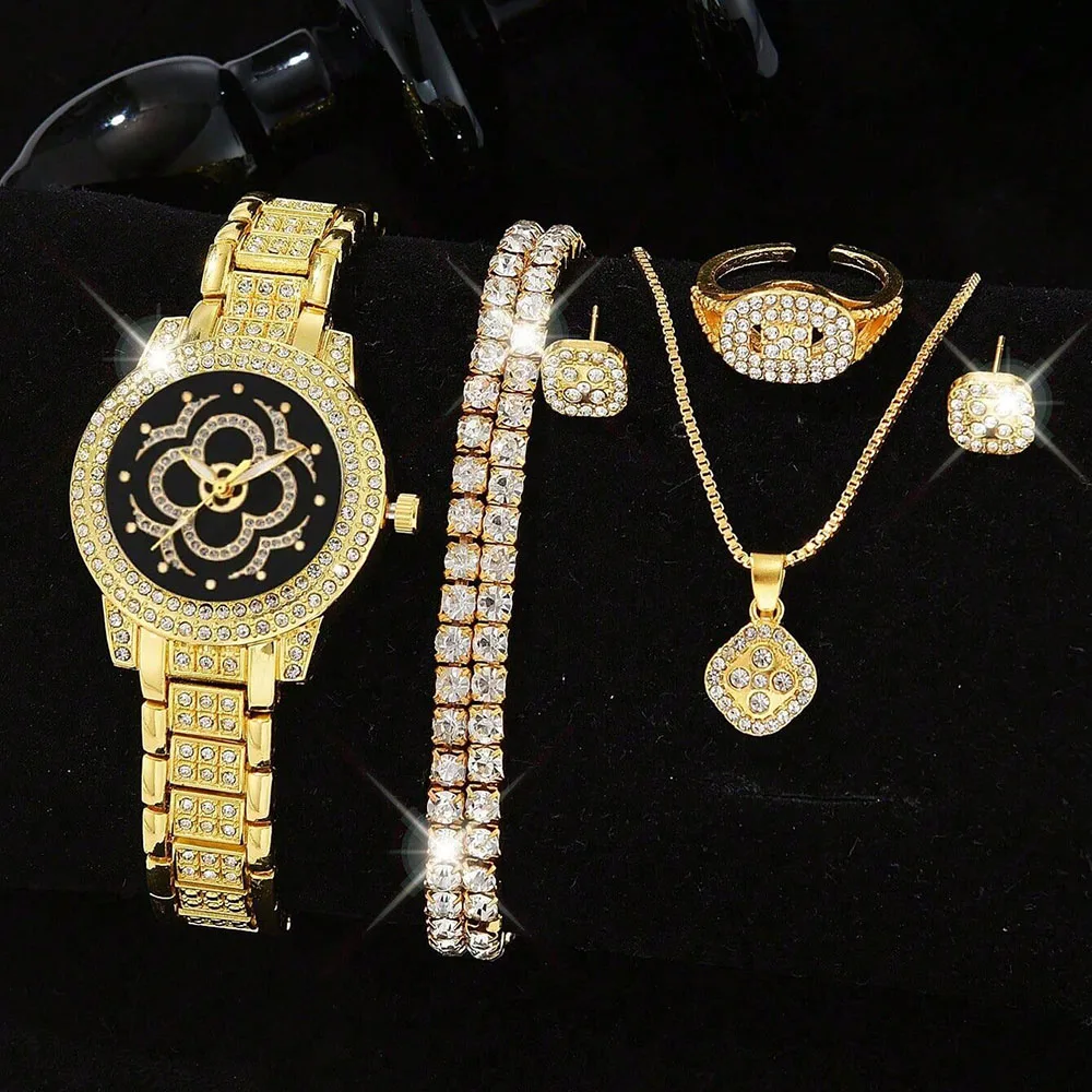 7PCS-Set-Women-Luxury-Casual-Fashion-Quartz-Watch-Necklace-Earring ...