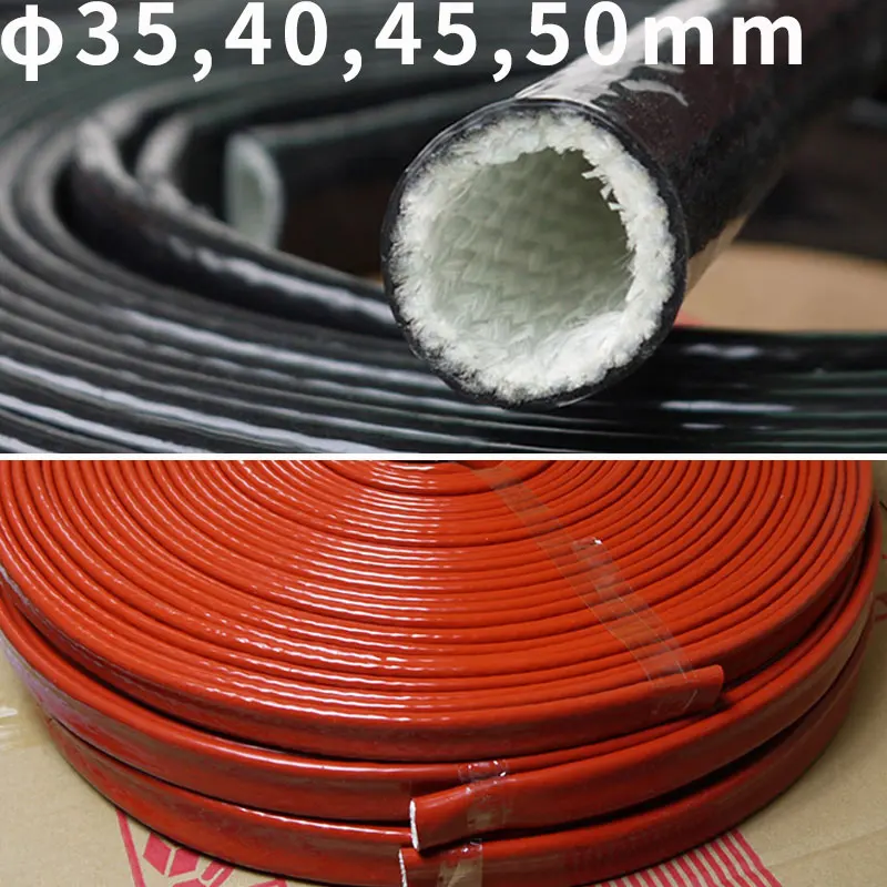 ID 35 40 45 50 mm Thickening Fire Proof Tube Silicone Fiberglass Cable ...