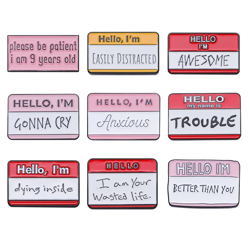 Hello-I-m-Gonna-Cry-Enamel-Pins-Anxious-Trouble-Awesome-Dialog-Clothes ...