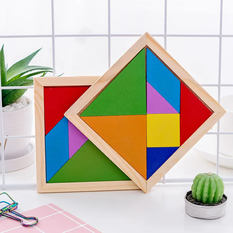 7Pcs Classic Wooden Tangram Puzzles Game Toys Tangram Puzzle Colorful ...