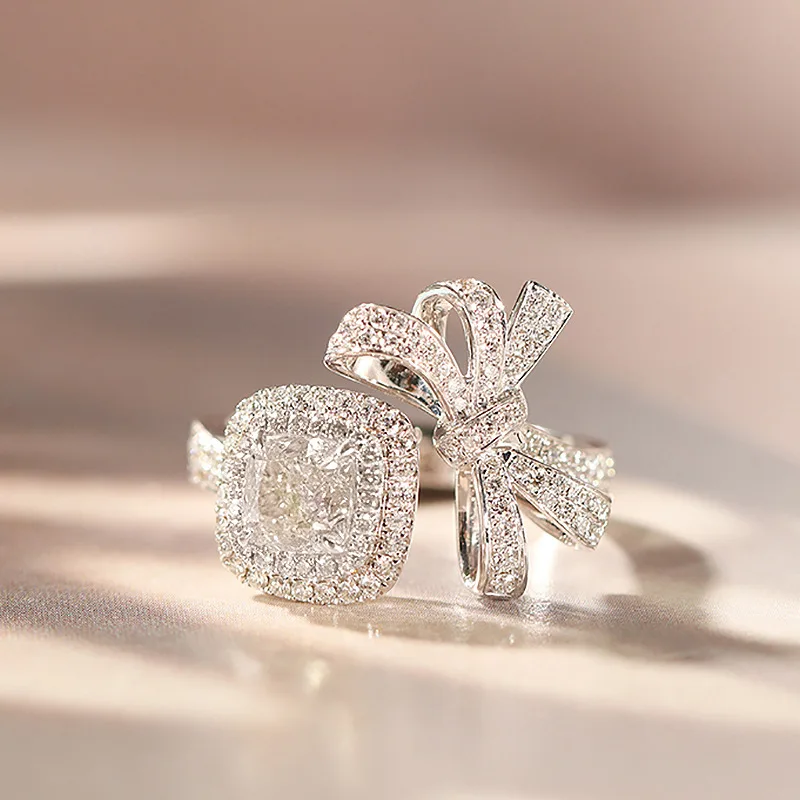 Bowknot-Style-Female-Lab-Diamond-Ring-White-Gold-Filled-Bijou ...