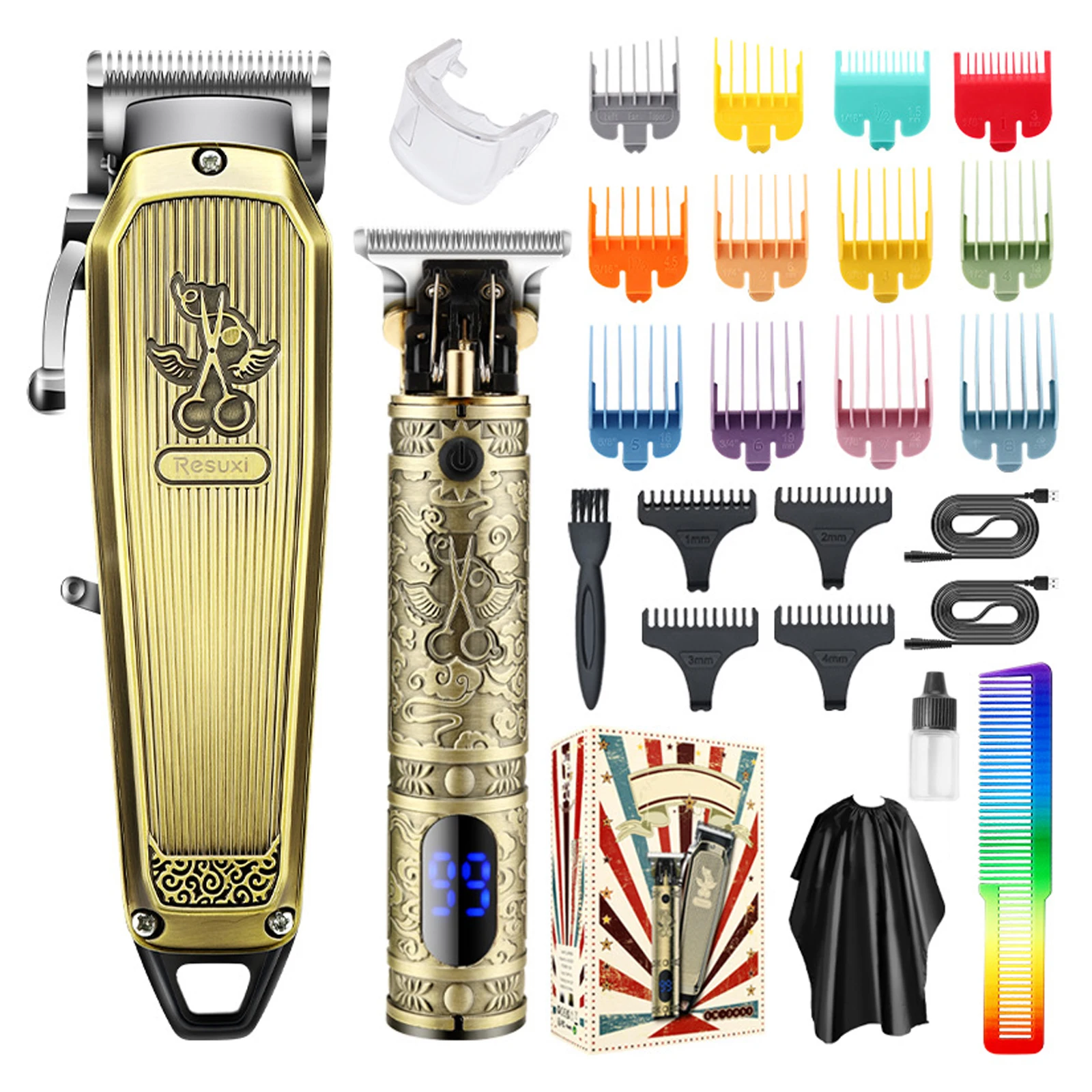 Electric-Hair-Clippers-Cordless-Hair-Trimmer-Men-s-Haircut-Kit-16-Guide ...