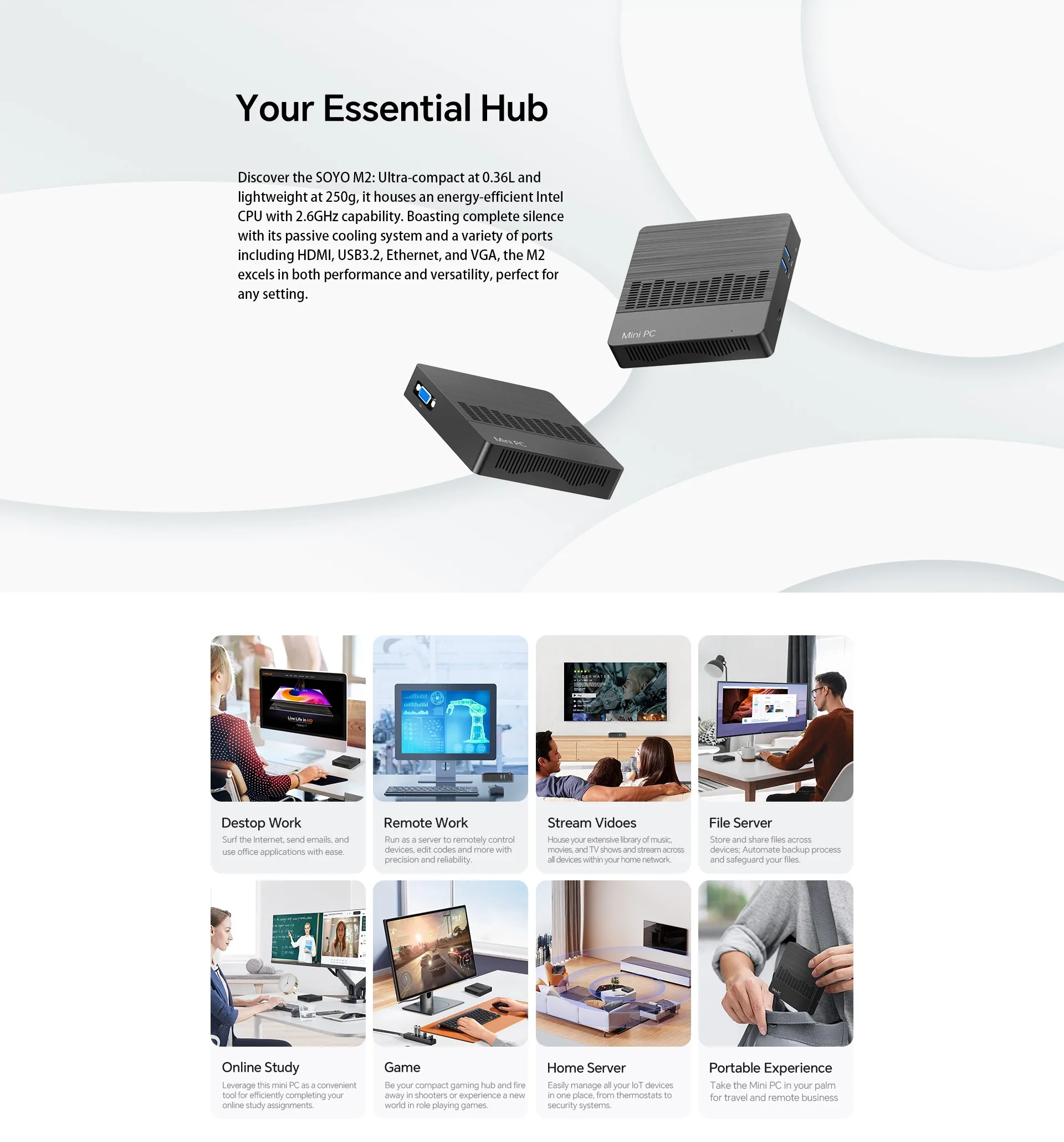 SOYO M2 Мини-ПК Intel Celeron N4000 Процессор 6 ГБ ОЗУ 64 ГБ ПЗУ ...