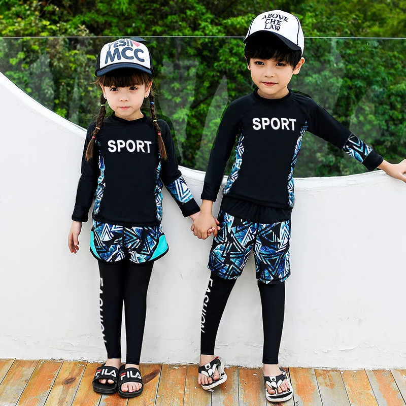 2023-Sister-and-Brother-Matching-Swimsuits-for-Kids-Children-Printed ...