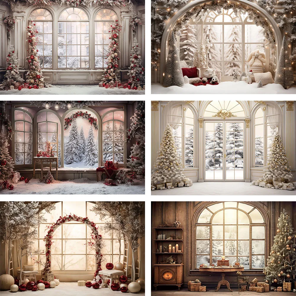 Mehofond-Christmas-Window-Backdrop-Xmas-Tree-Gift-Party-Decor-Family ...