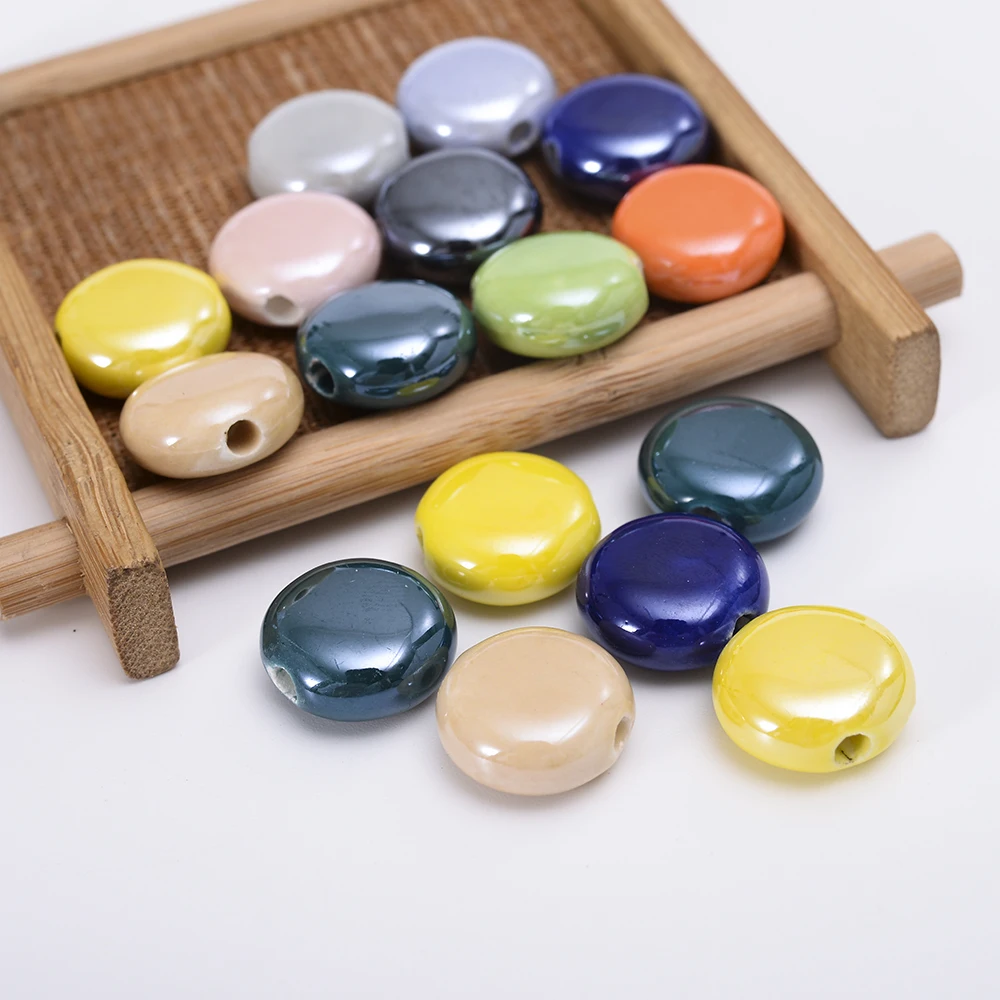 Ceramic Jewelry Beads Ceramic Beads Glaze Flat Round Ceramic Flat Ceramic Beads Beads Aliexpress