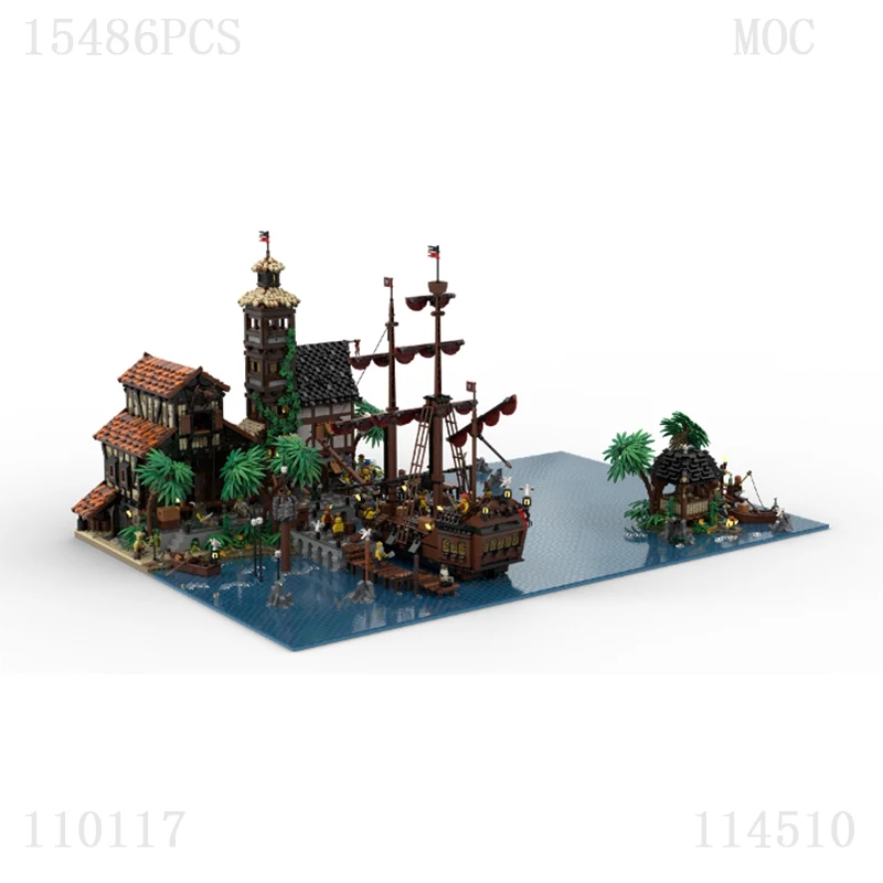 Creative-Street-View-Building-Block-Model-MOC-Modular-Pirate-Town-Port ...