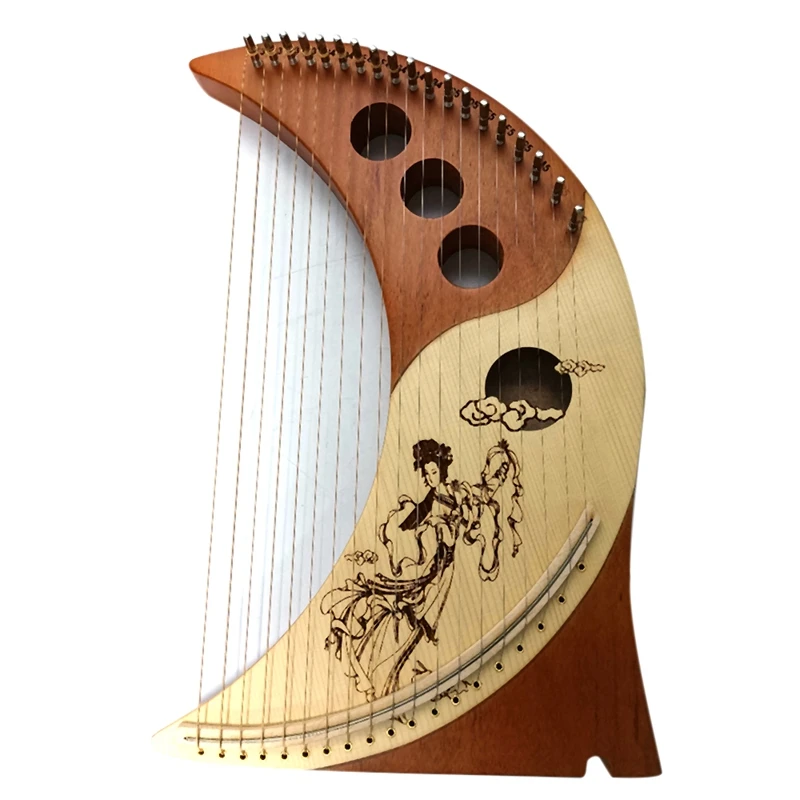 19 String Lyre Harp,Lyakin,Wooden Lyre Harp,Wood the Moon Harps with ...