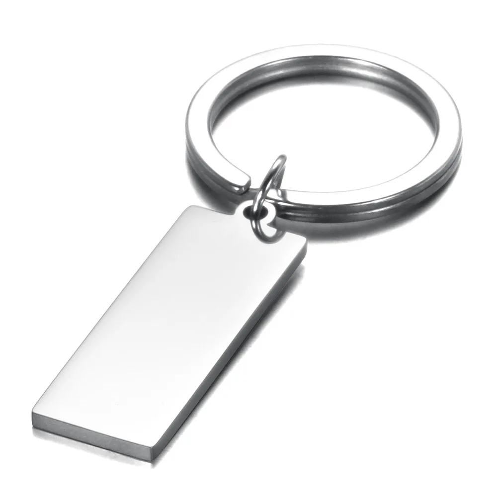 Llavero rectangular de acero inoxidable, accesorio en blanco para grabar Metal, con encanto ...