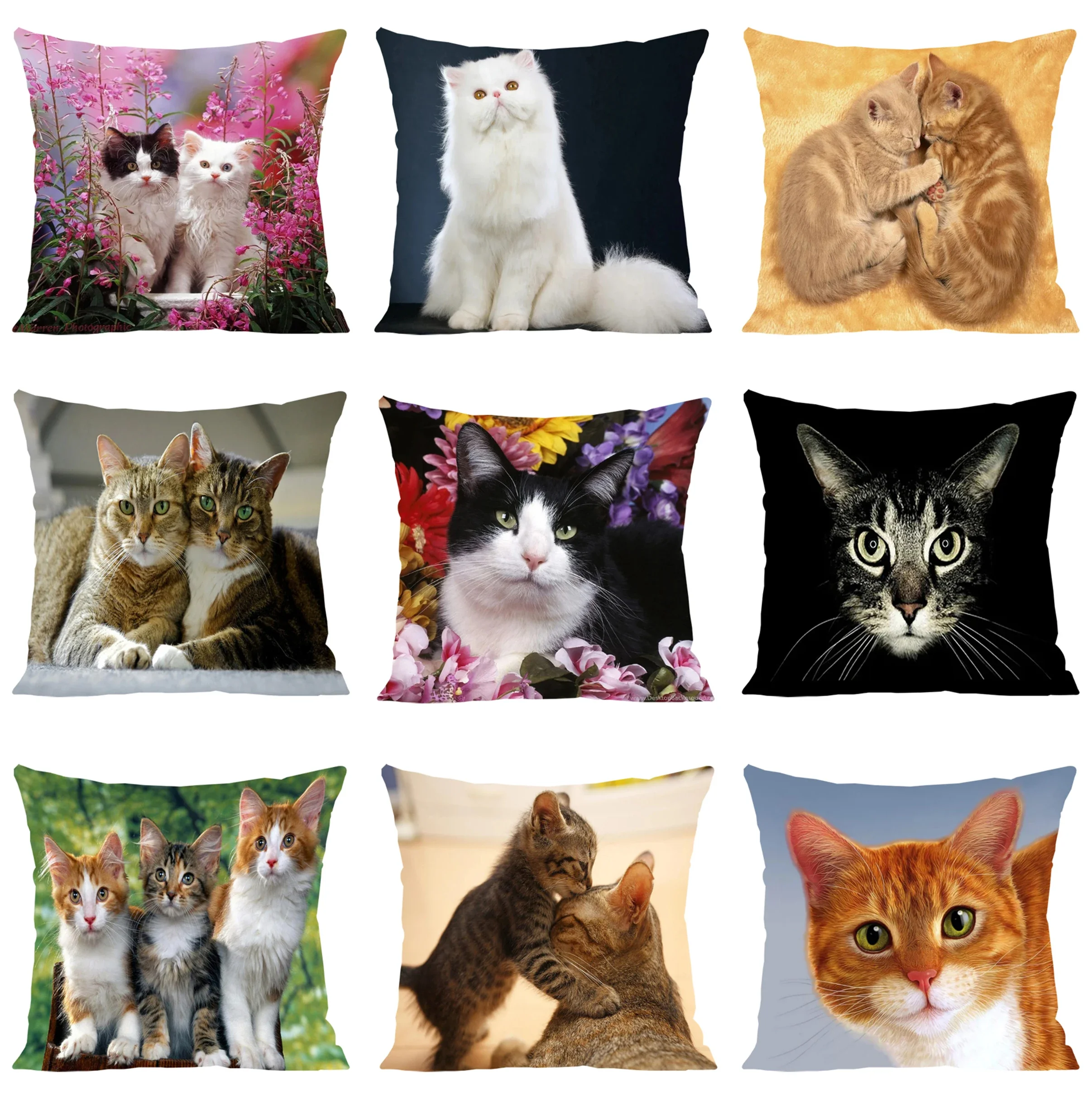 Cushion Cover 45x45 Cushions Covers Cute Cat Decorative Pillow Cover ...