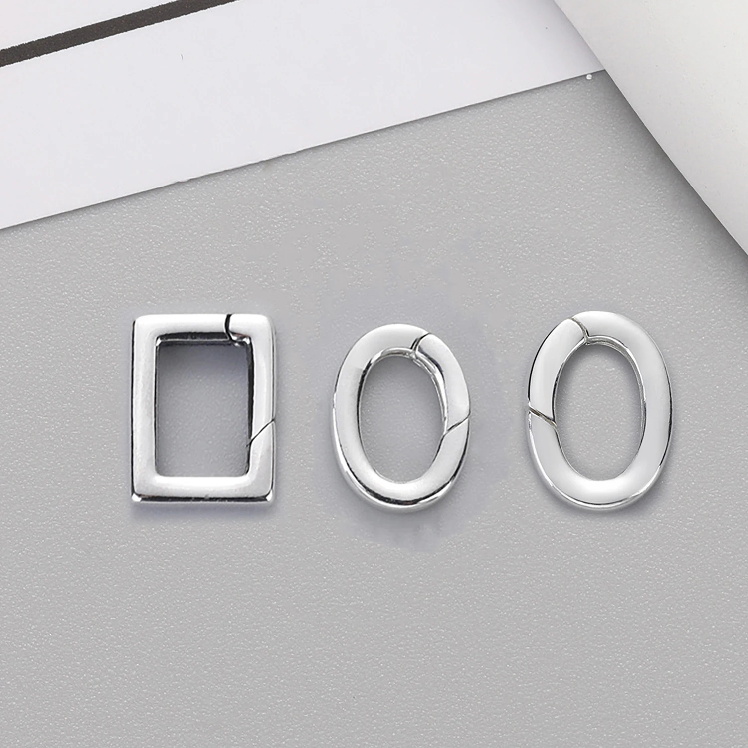 handmade-stylish-Korea-Small-Sterling-silver-925-Rectangle-Oval-snap ...