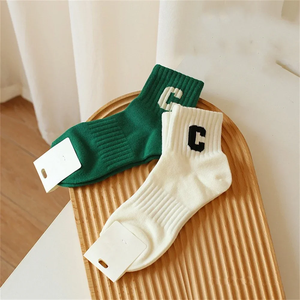 Running-Ankel-Socks-Women-Pure-Cotton-C-Letters-Printed-Girls-Low-Cut ...