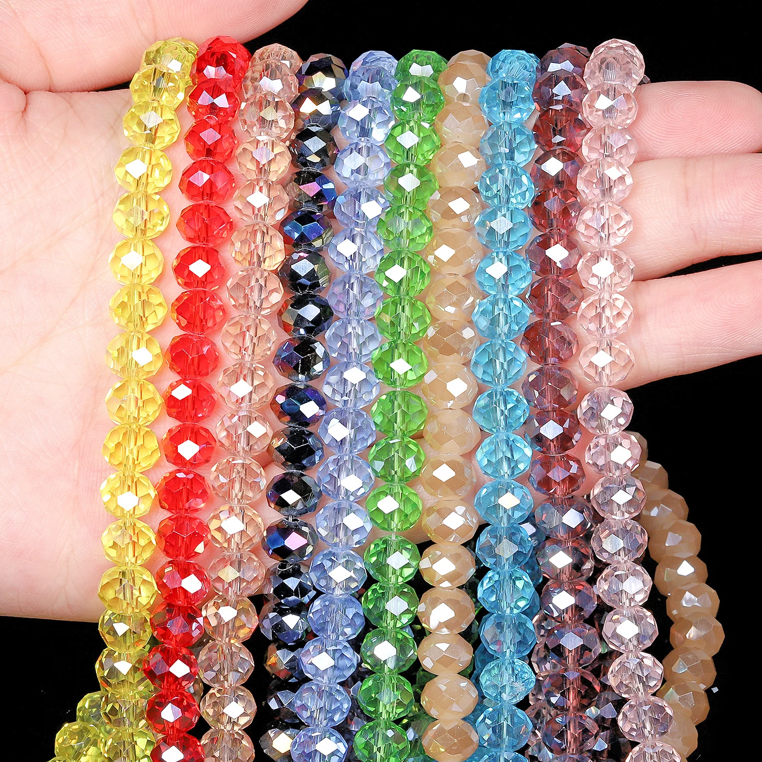 3 4 6 8mm Faceted Crystal Glass Beads Ab Plated Crafts Loose Spacer ...