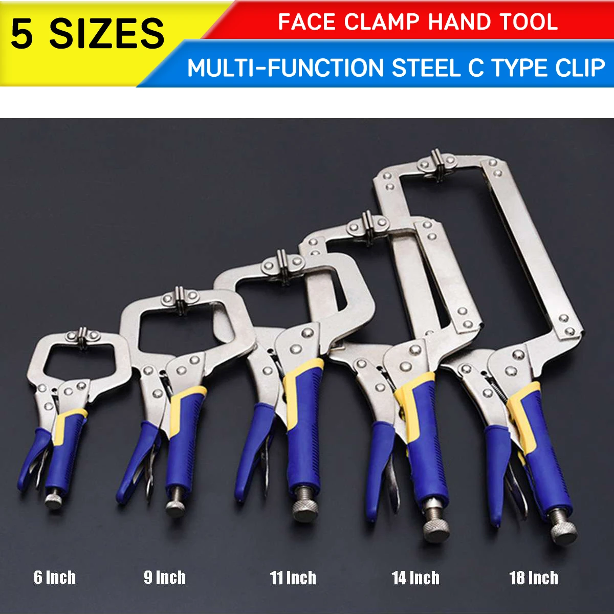 6/9/11/14/18 Inch C Type Multi function Steel Clip Vise Grip Locking ...