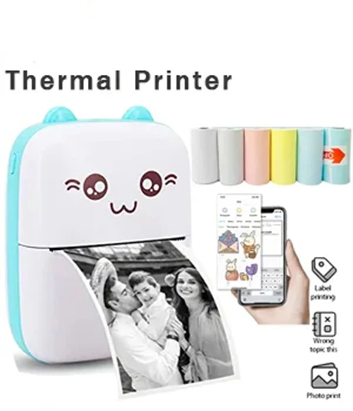 Portable-Thermal-Printer-MINI-CAT-Print-Photo-Pocket-Thermal-Label ...