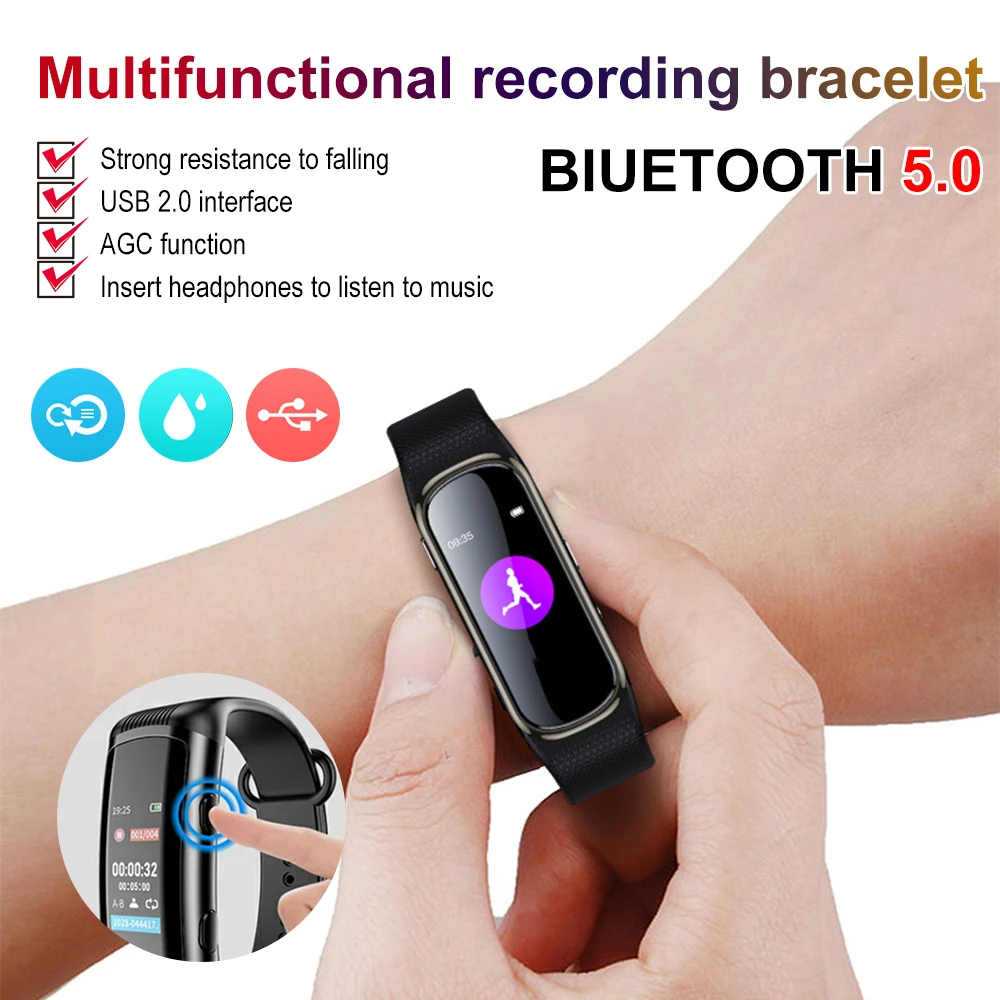 Portable-Digital-Voice-Recorder-32G-64G-128GB-Wrist-Watch-192kbps-Audio ...