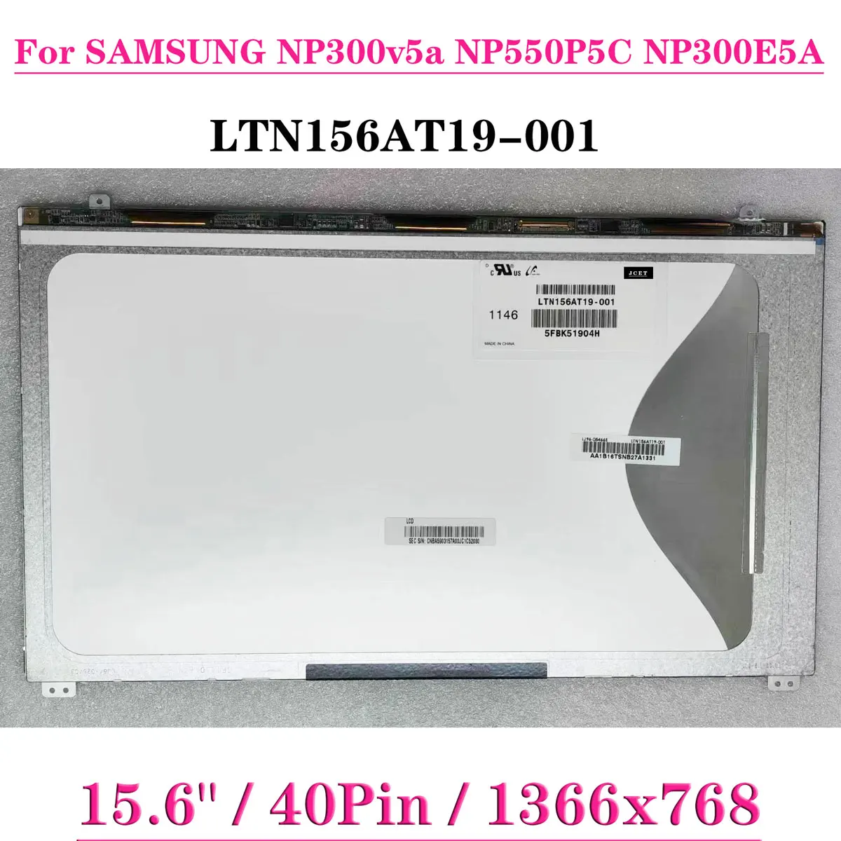 15.6" Matrix Panel LTN156AT19 001 F01 501 801 For SAMSUNG NP300v5a ...