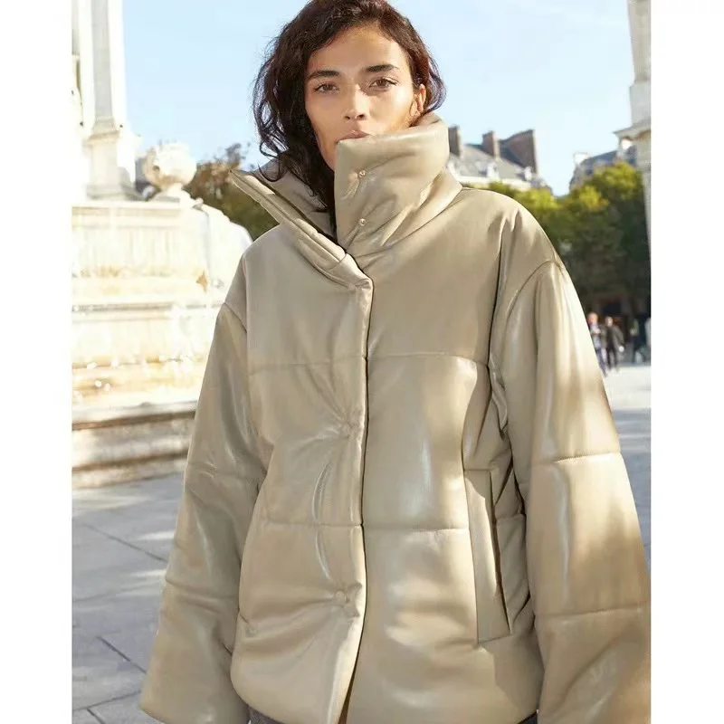 N@nushka Pure Plain Leather Bread Jacket Autumn And Winter 2022 New ...