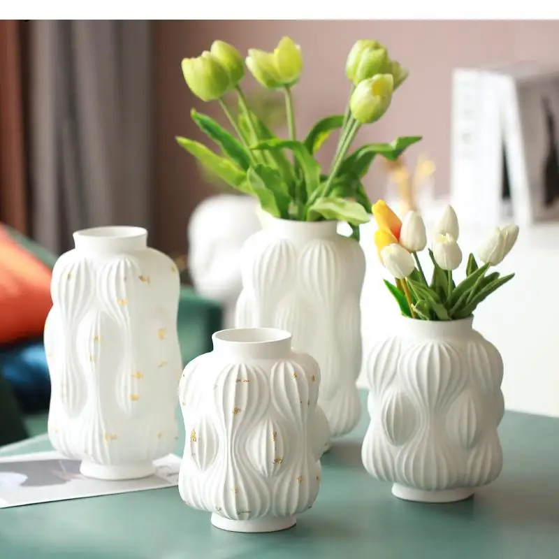 Nordic-Creative-Ceramic-Vase-Decoration-Gold-Embossed-Texture-Crafts ...