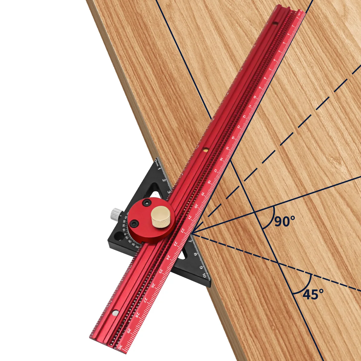 360 Degree Scribe Ruler -Woodworking Square Precision T-Type Hole Ruler ...