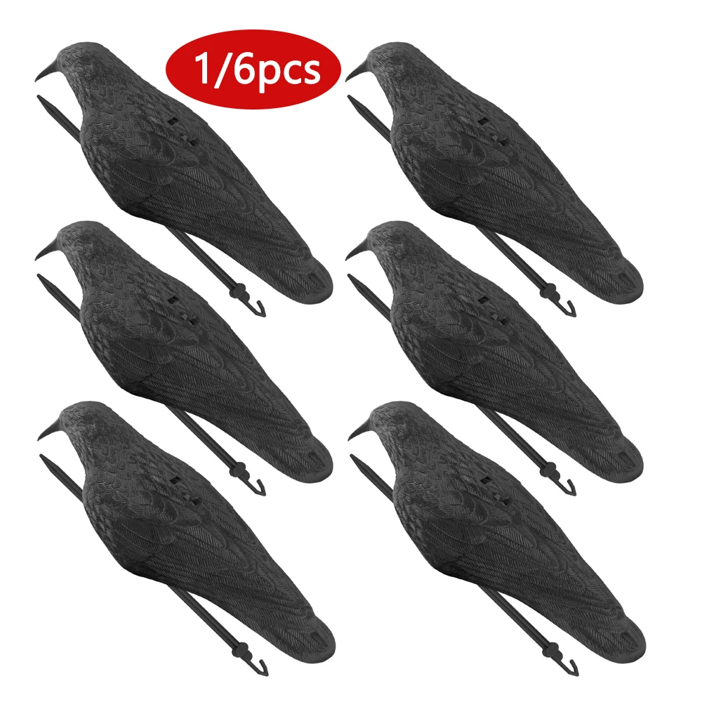 Black-Plastic-Crow-Garden-Bird-Deter-Scarer-Scarecrow-Mice-Pest-Control ...