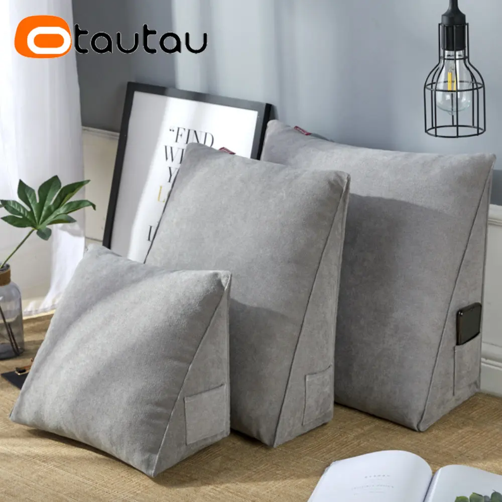 OTAUTAU-Cotton-Linen-Triangle-Pillow-Case-Sofa-Bed-Backrest-Cushion ...