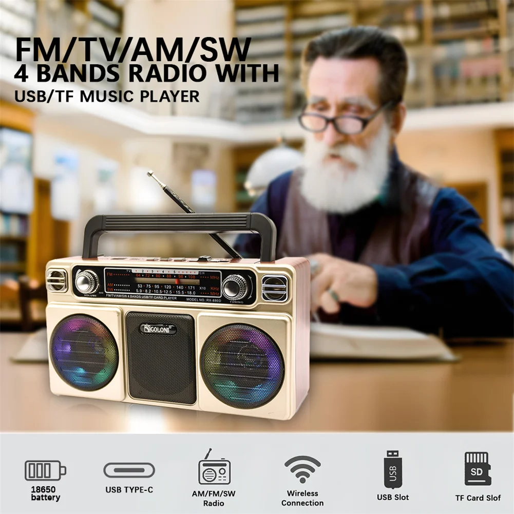 Portable-AM-FM-SW-Radio-Wireless-Recorder-Speakers-USB-TF-Card-MP3 ...