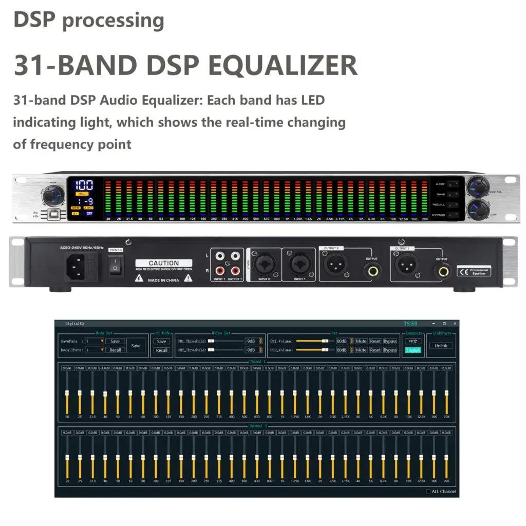 New-Equalizer-31-Bands-Digital-Equaliser-DSP-Effect-Profesional ...