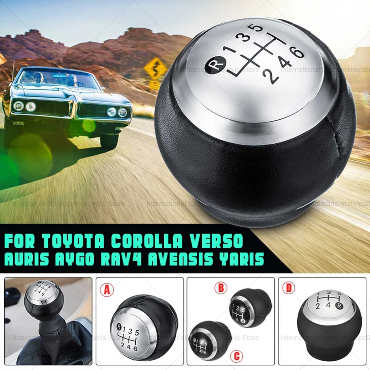 5/6 Speed Car Gear Shift Knob Lever Shifter Stick Handball For Toyota ...