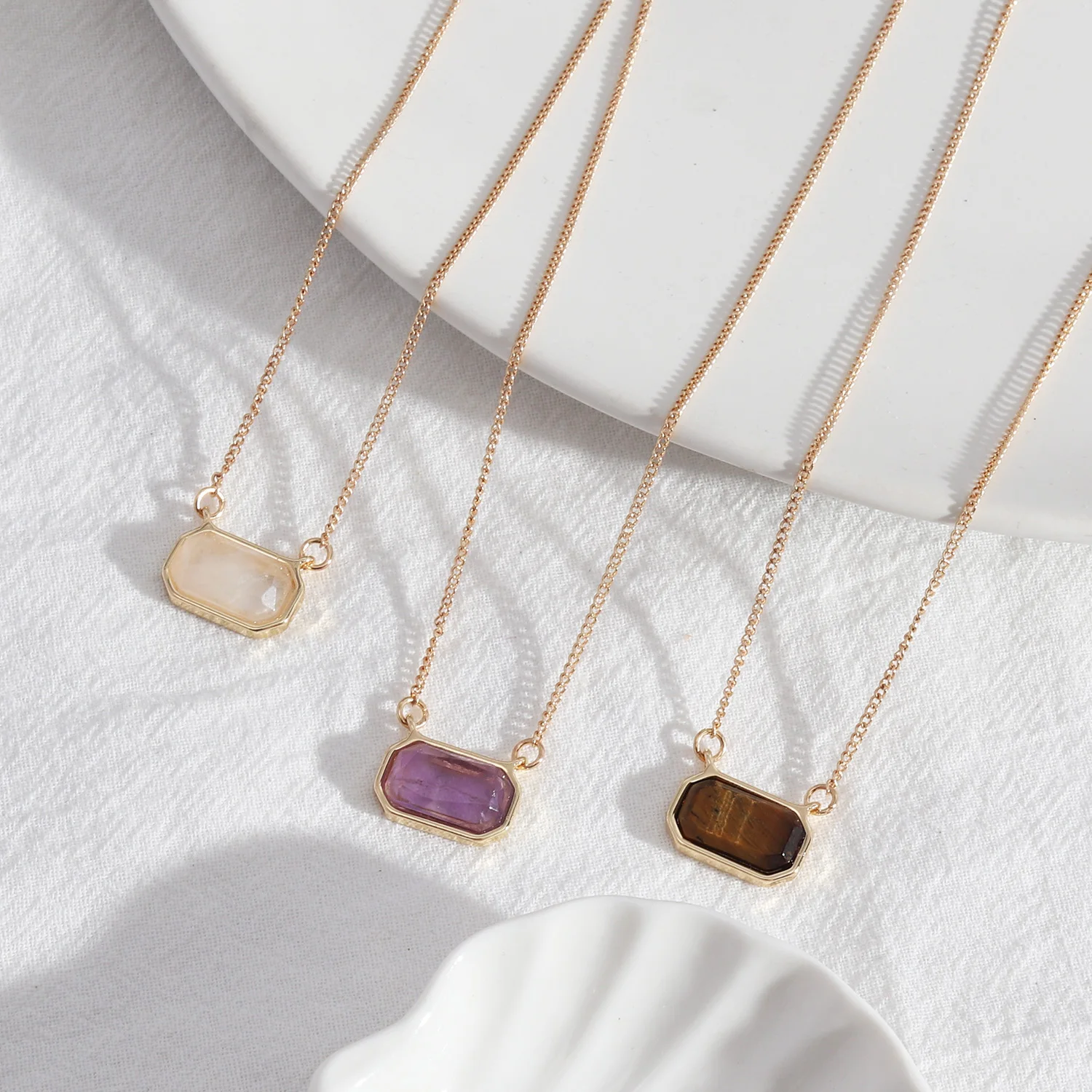 Crystal Freeform Necklace with Natural Rose Quartz Prehnite Amethyst ...