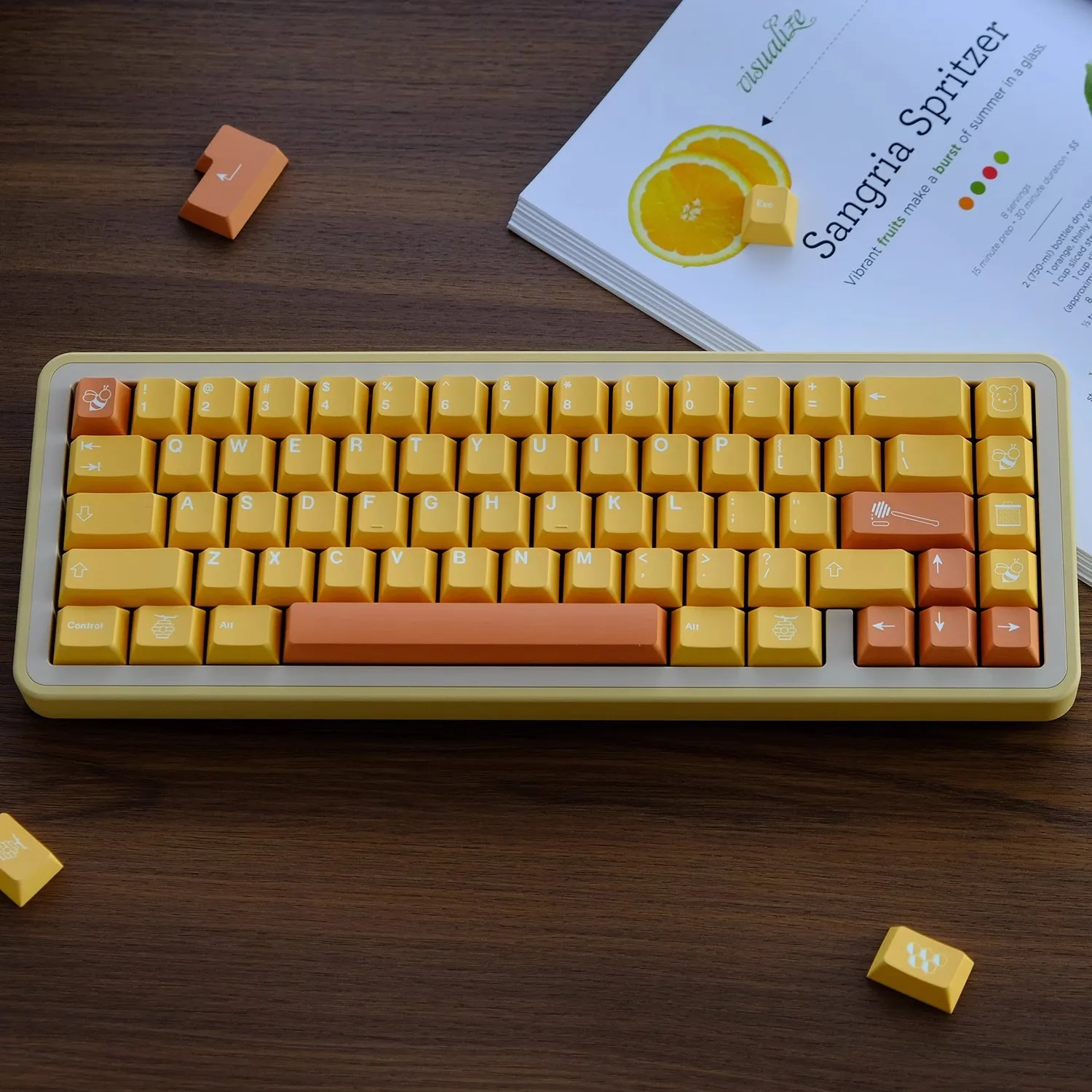1-Set-GMK-Honey-Keycaps-Yellow-White-Orange-PBT-Dye-Sublimation-Key ...