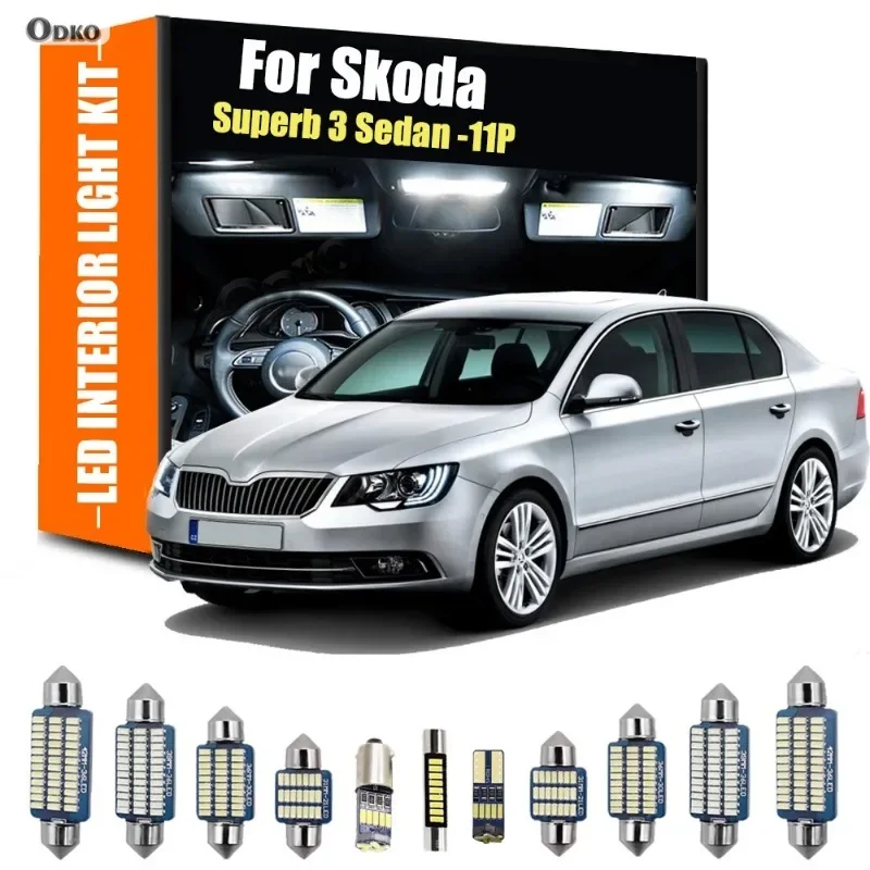 For Skoda Superb 3 Sedan 11Pcs Canbus LED Bulb Car Interior Light Kit ...