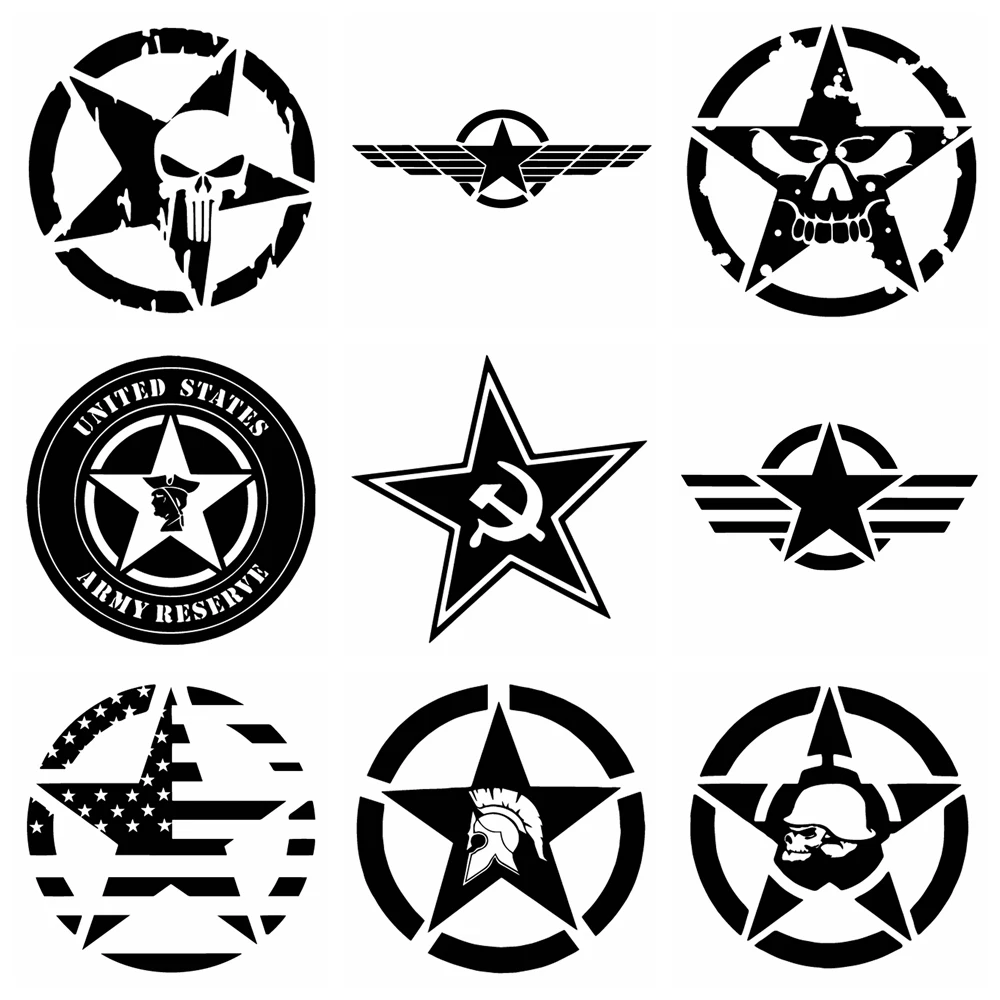 Funny Army Star Car Sticker Five-pointed Star Logo Car Window ...