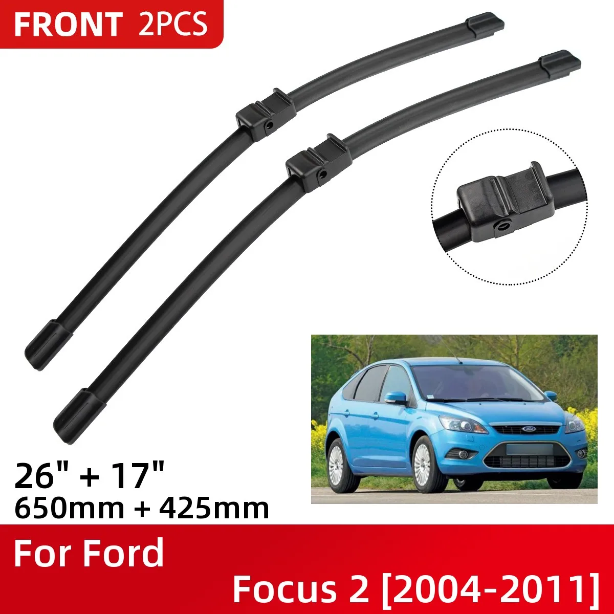 Front Wiper Blades For Ford Focus 2 2004-2011 Windshield Windscreen ...