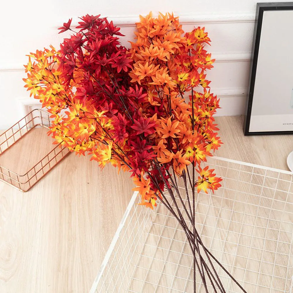 Artificial-Maple-Leaves-Branch-Retro-Fake-Fall-Leaves-Stems-Plants ...