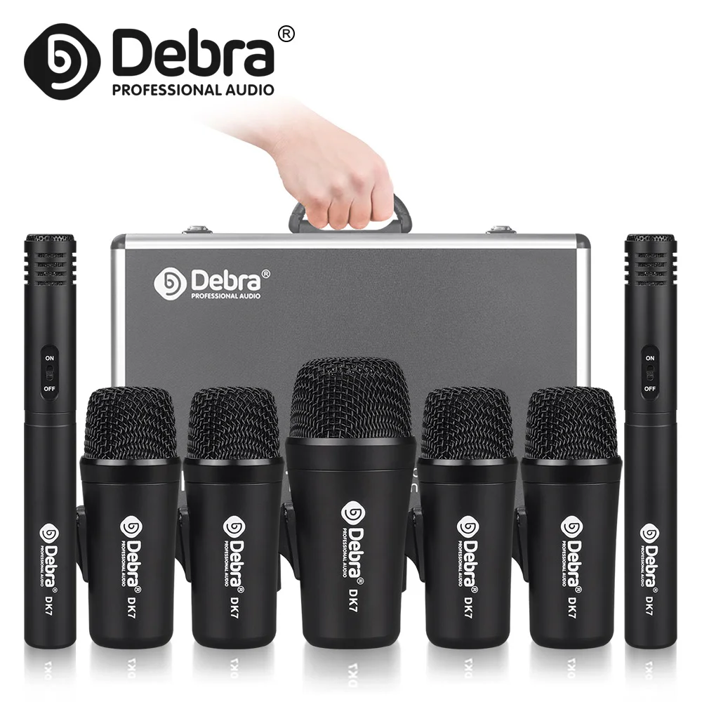 Debra-DK7-Wired-Dynamic-Drum-Mic-Kit-Metal-7-Piece-Kick-Bass-Tom-Snare ...