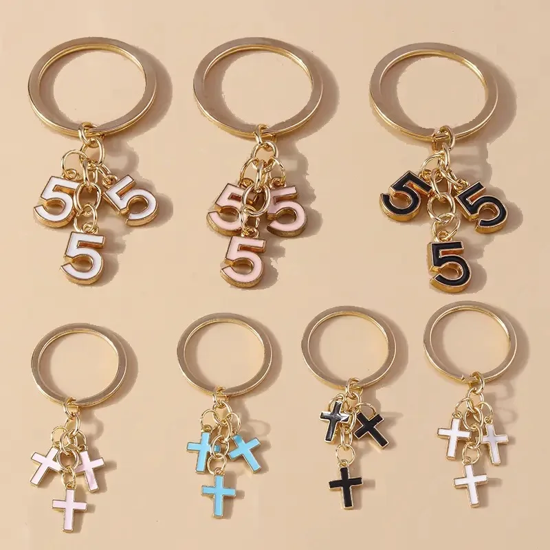 1-3-7pcs-New-European-and-American-Jewelry-Digital-5-Key-Chain ...