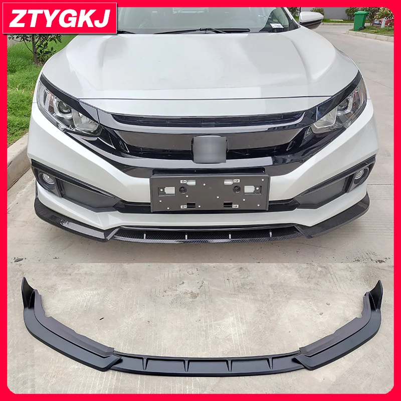 3 PCS PP Material Front Bumper Splitters Lip For Honda Civic 10th Gen ...