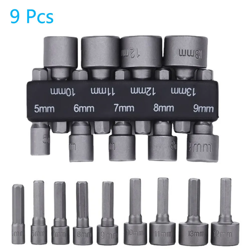9pcs/set 5mm-13mm Hex SocketS Sleeve Nozzles Nut Driver Set Power Nuts ...