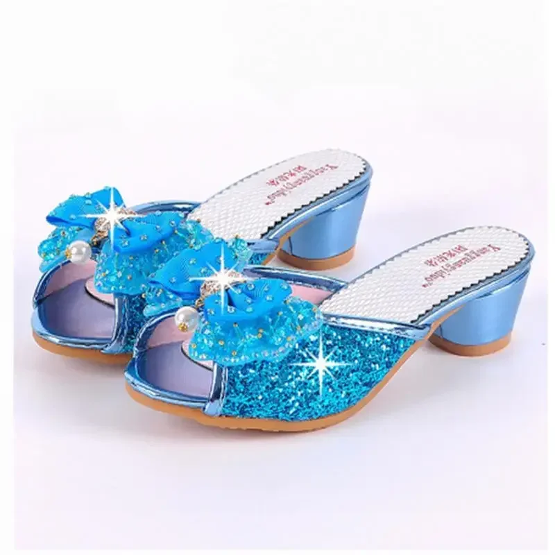 Girls Summer Sandals Slipper Sequined Princesse Children High Heel ...