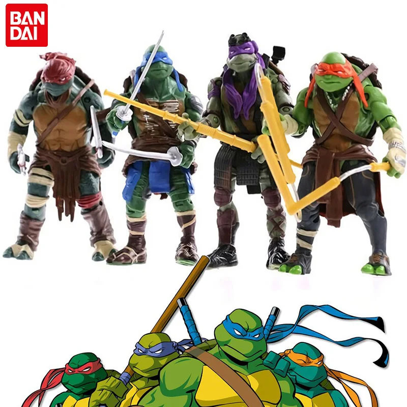 4pcs/set Teenage Mutant Ninja Turtles Action Figures Anime Cartoon Leo ...