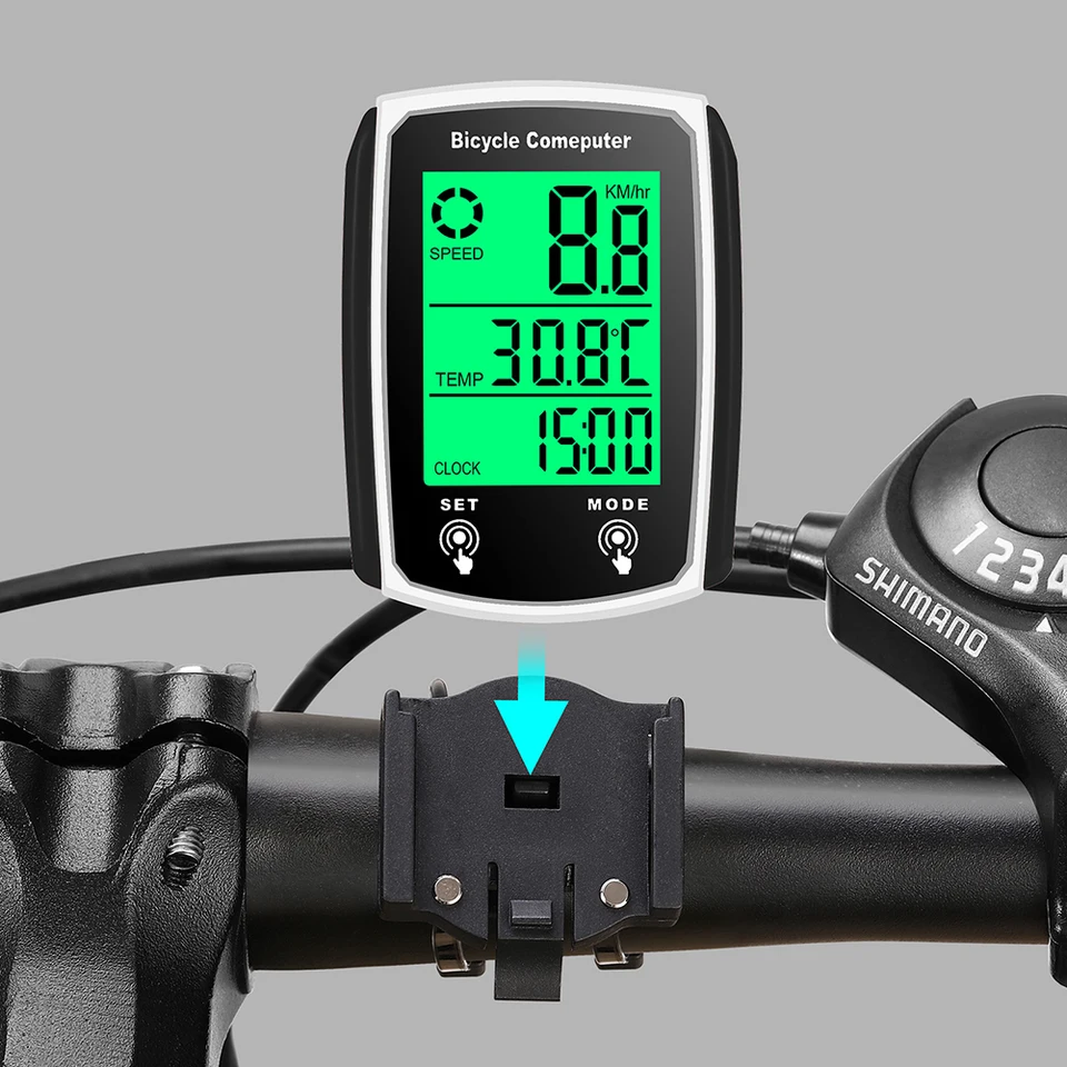 Bike Computer Wired Waterproof Wired Bike Speedometer With LCD Display - 19 Functions, Odometer ...