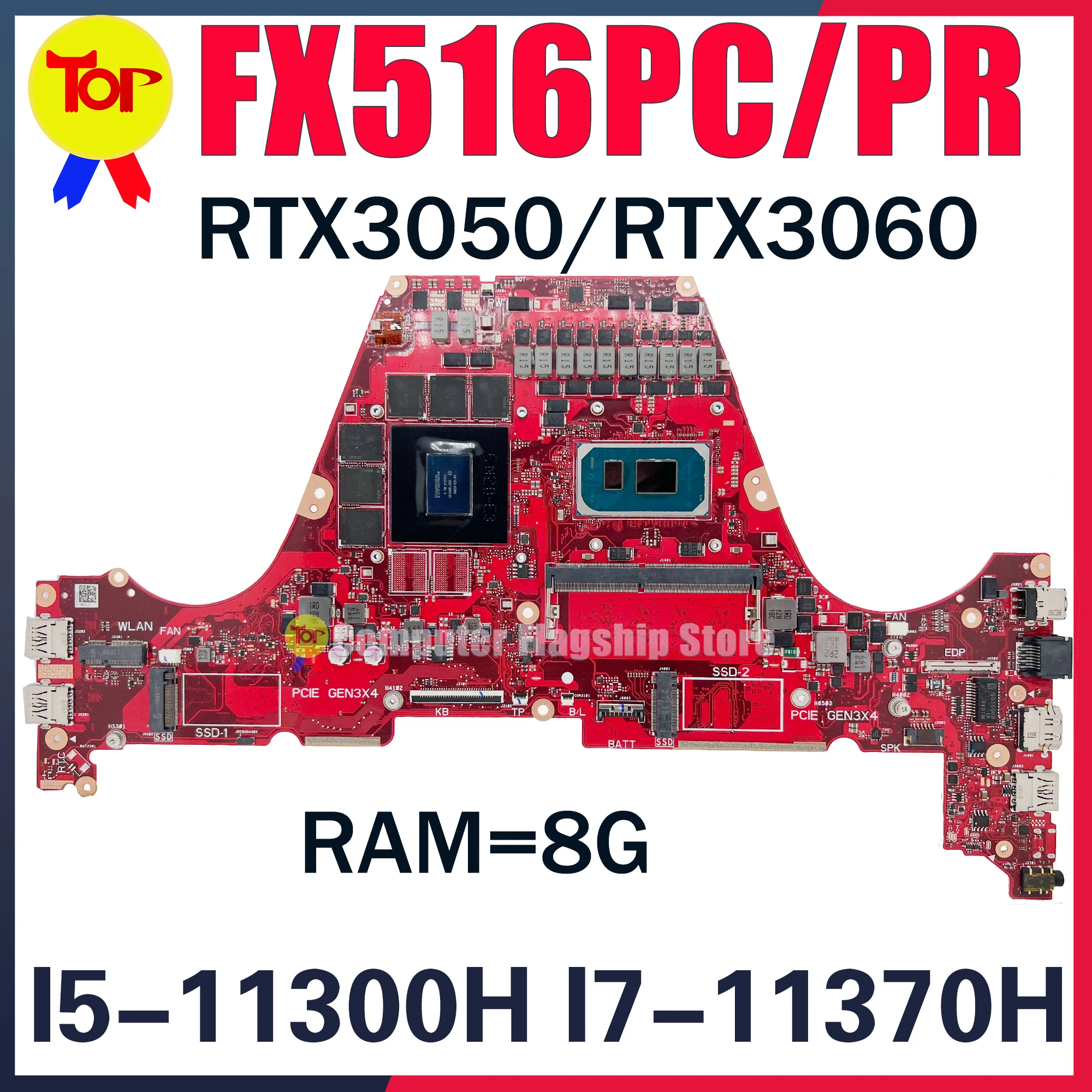 Fx516pc placa-mãe do portátil para asus tuf dash f15 fx516pr fx516pe fx516pm px516p I5-11300H I7 ...