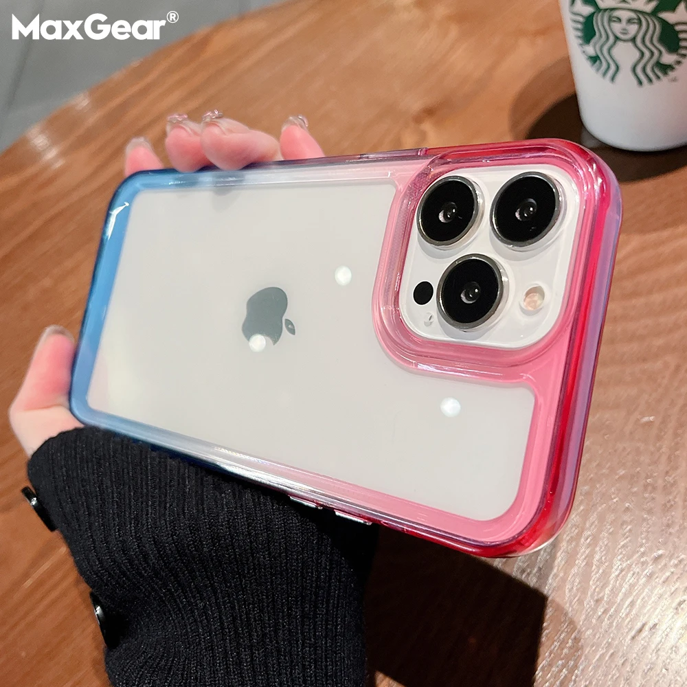 Luxury Gradient Rainbow Transparent Shockproof Case for iPhone 13 14 12 ...