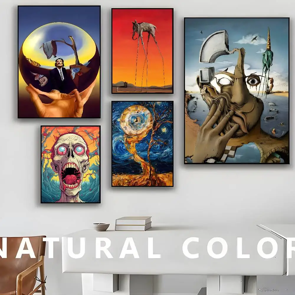 Salvador Dali Surrealism Abstract Poster Retro Kraft Paper Sticker DIY ...