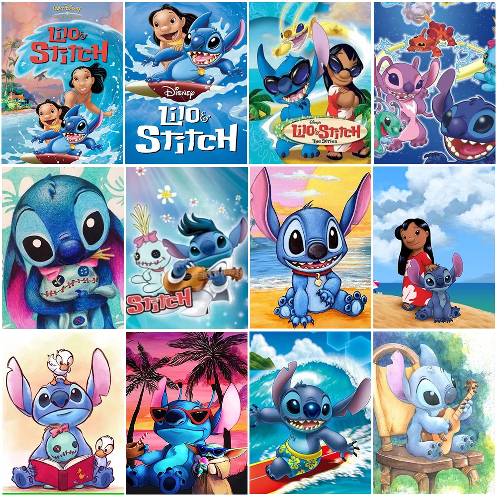 Digital Oil Painting DIY Disney Cartoon Lilo Stitch Coloring By Numbers ...