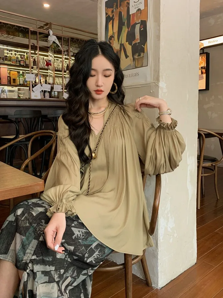 ADAgirl-Elegant-Lantern-Sleeve-Beautiful-Blouses-French-Style-Vintage ...