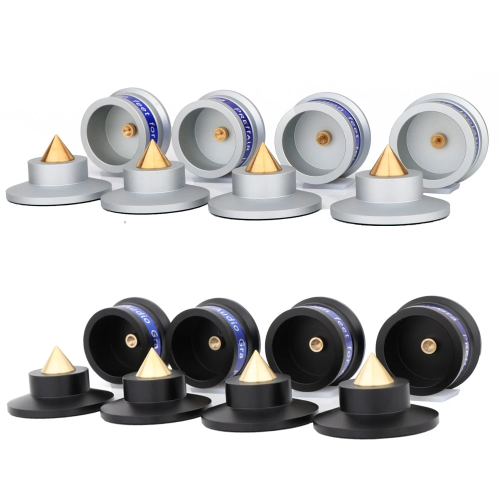 고품질 알루미늄 블랙 및 실버 충격 방지 스파이크 및 패드 절연 스탠드, 하이파이 앰프 SP4533, 4 개|플러그 & 커넥터 ...