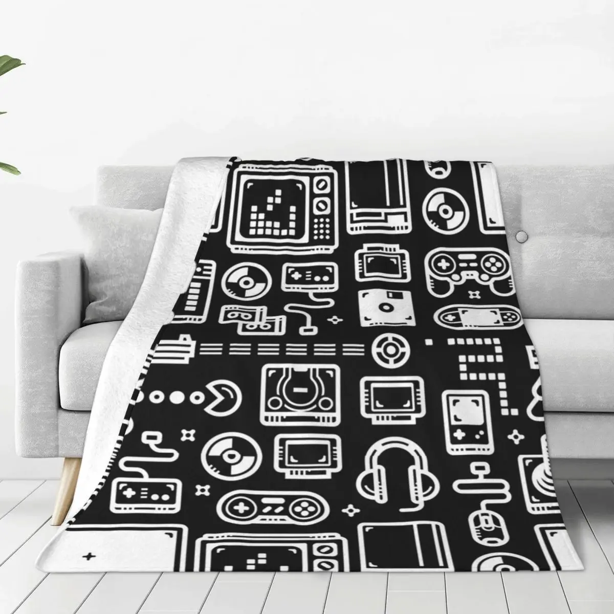 Retro-Gamer-Video-Game-Consoles-PC-s-Controllers-Blanket-Flannel-Super ...