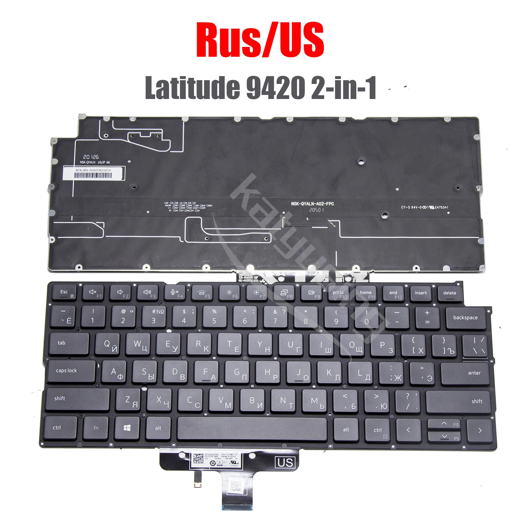 Brand New Russian US Keyboard for Dell Latitude 9430 9420 2-in-1 With ...